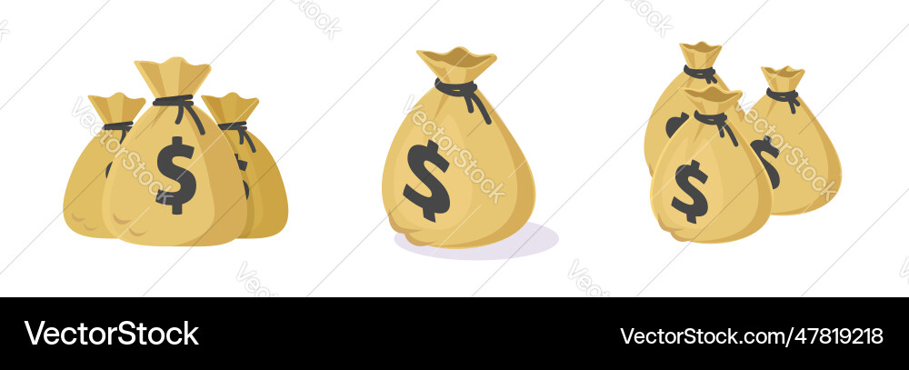 Money bag sack 3d icon isometric flat graphic set Vector Image