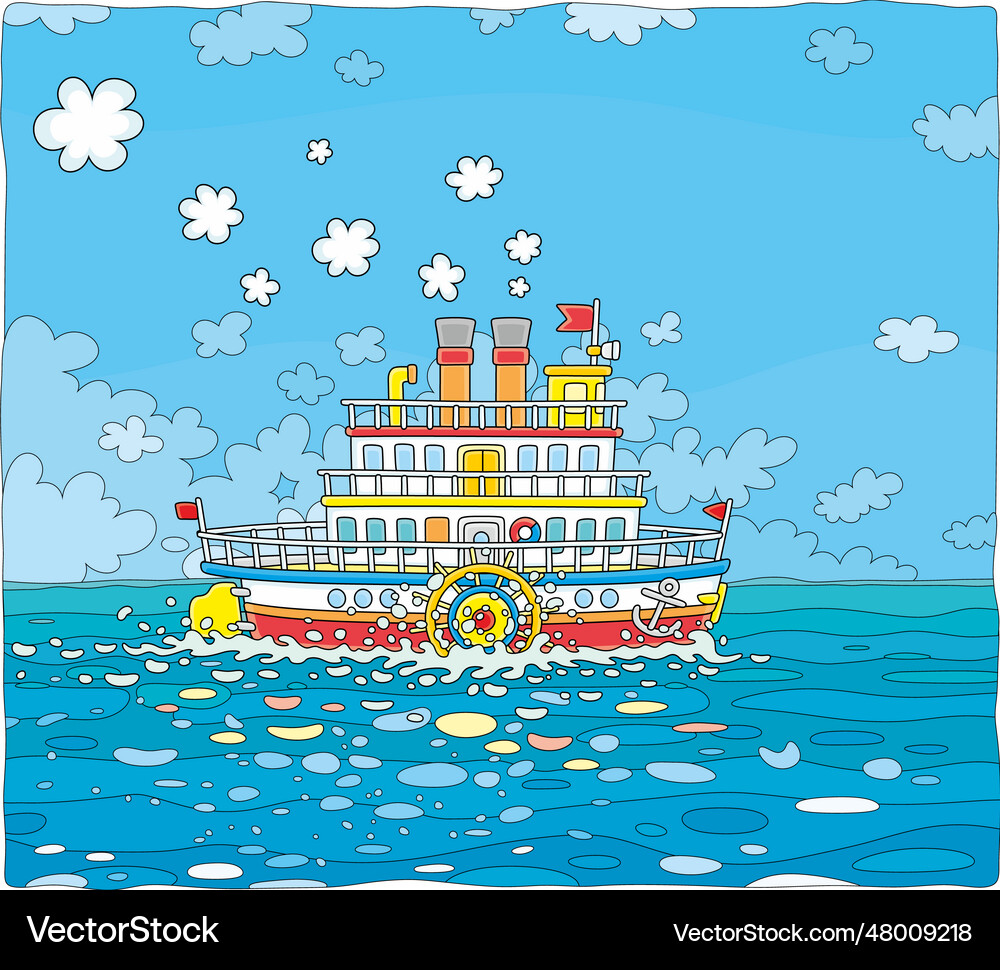Old fashioned passenger steamboat Royalty Free Vector Image