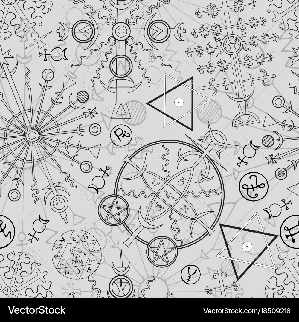 Seamless background with mystic symbols Royalty Free Vector