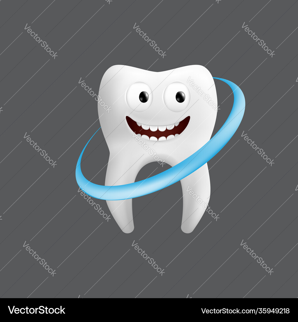 Smiling tooth with a whitening wave cute Vector Image