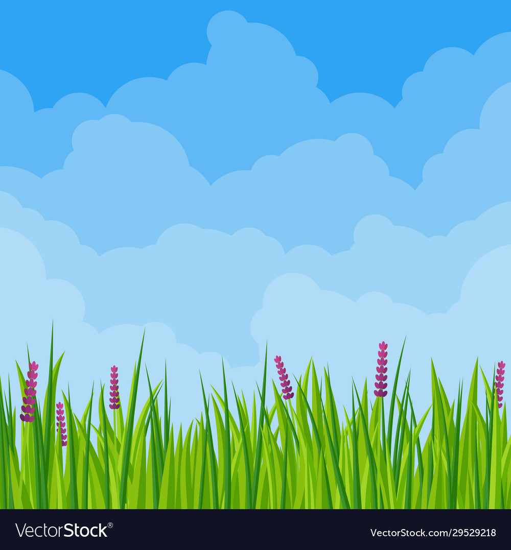Spring meadow cloudscape Royalty Free Vector Image