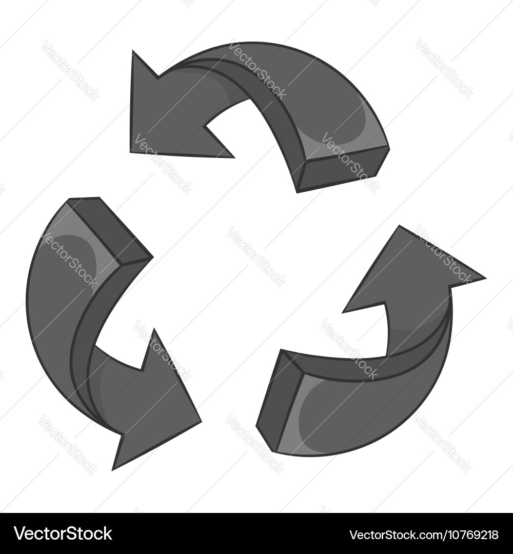 Three circular arrows icon black monochrome style Vector Image