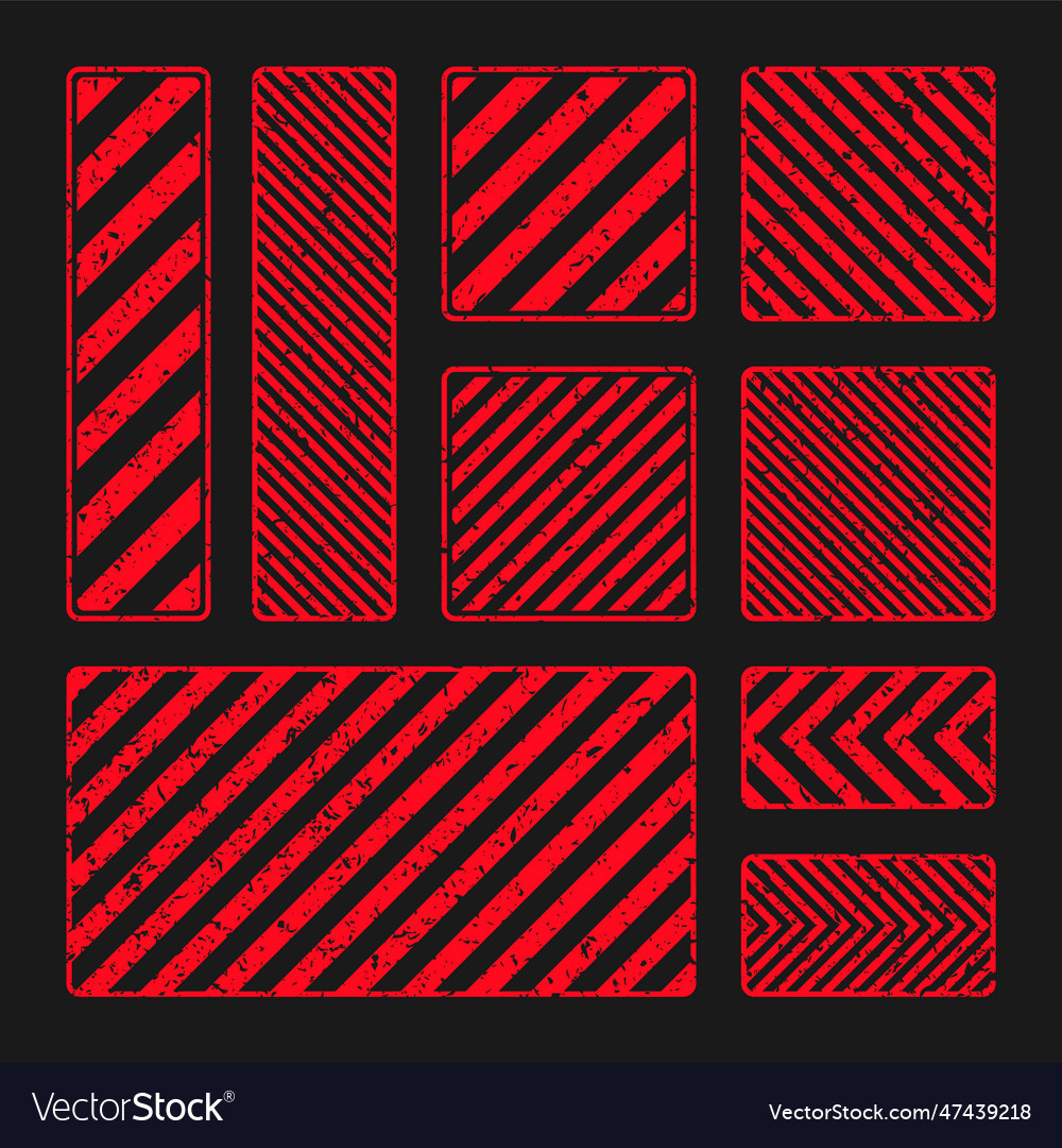 Various red grunge warning signs with diagonal Vector Image