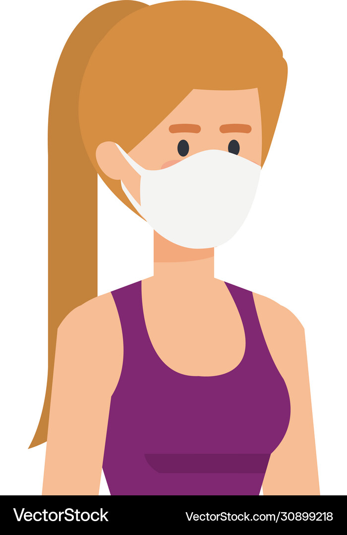 Young woman using face mask isolated icon Vector Image