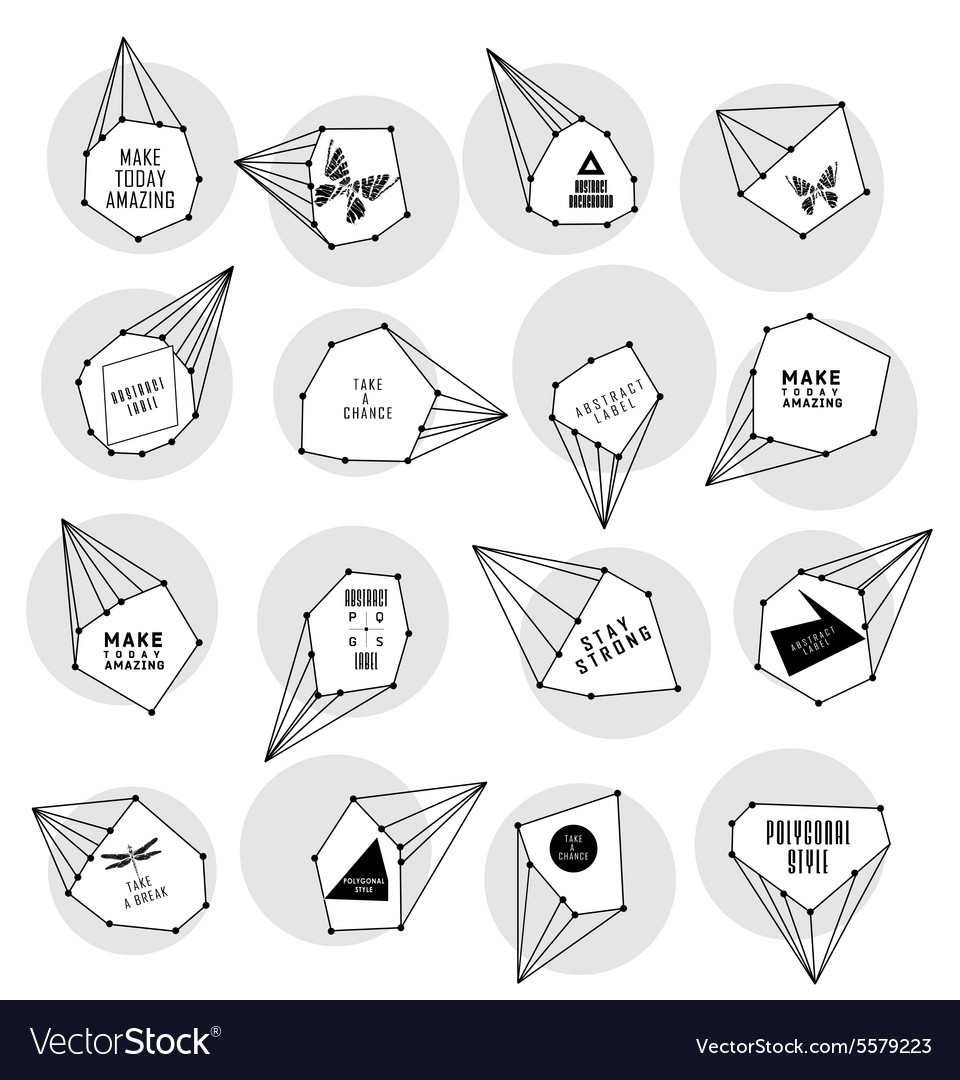 Abstract polygonal label design elements Vector Image