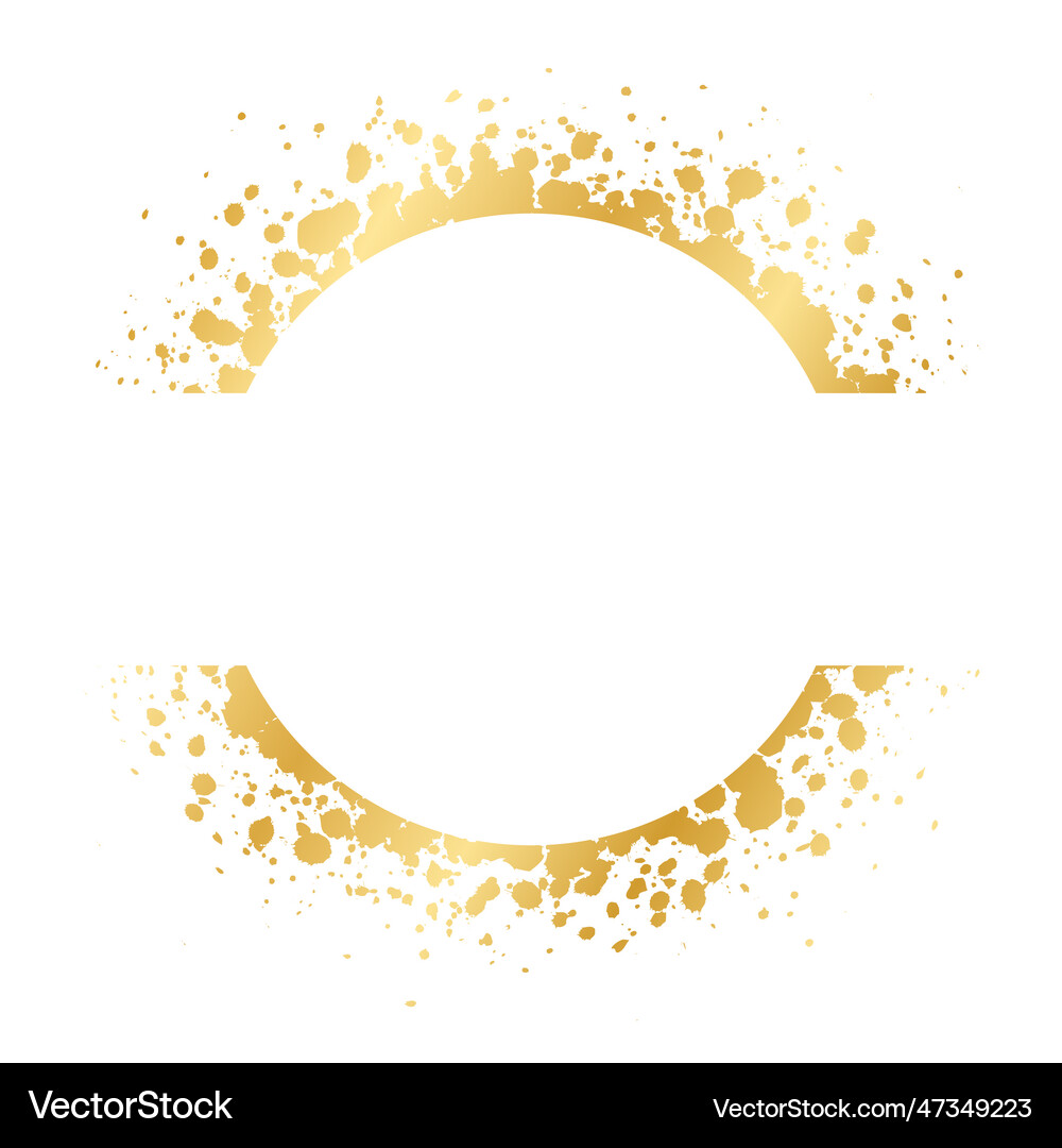 Abstract round gold ink splatter frame golden Vector Image