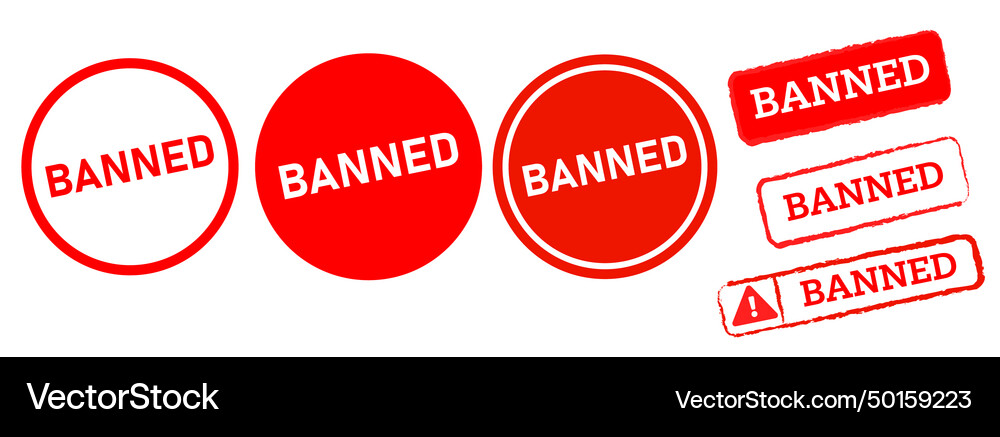 Banned rubber stamp label sticker sign caution Vector Image