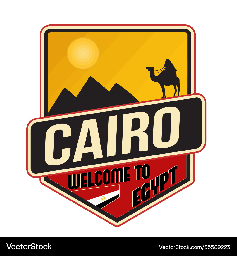 Cairo travel sticker on white Royalty Free Vector Image