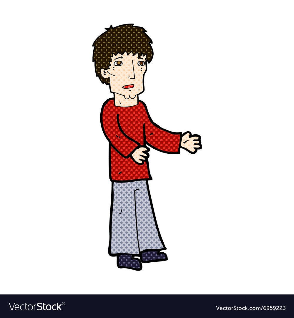 Comic cartoon man explaining Royalty Free Vector Image