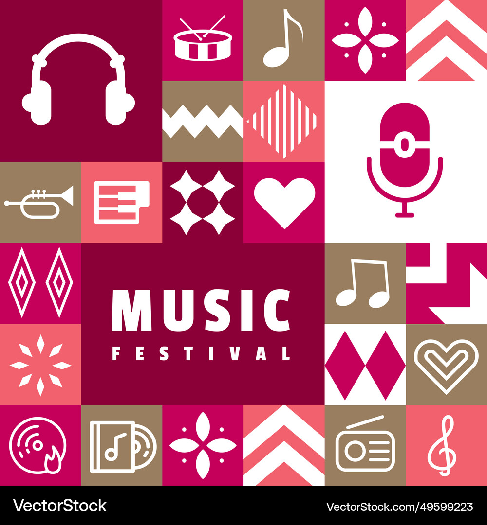 Flat square music banner and poster design Vector Image