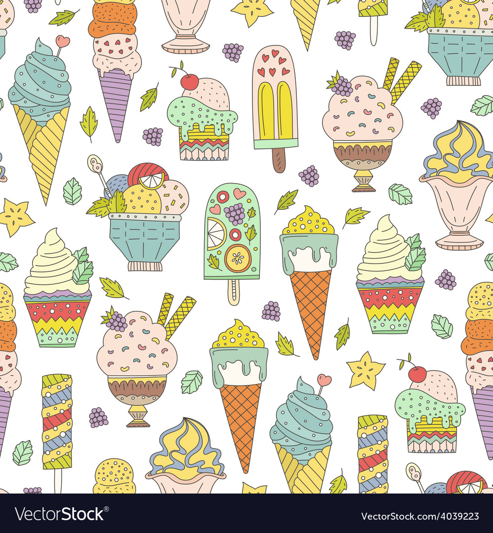 Ice cream pattern Royalty Free Vector Image - VectorStock