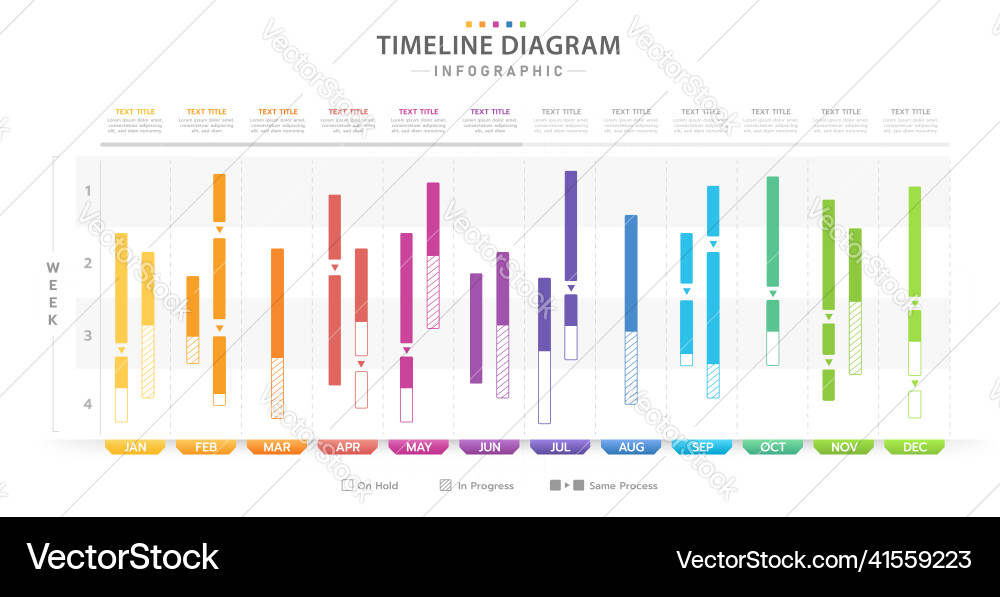 Infographic 12 months timeline vertical progress Vector Image