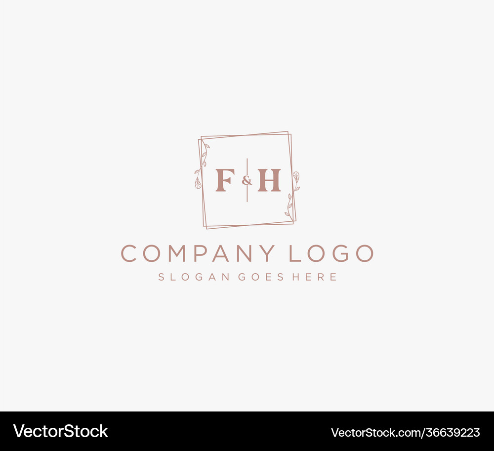 Initial fh letters decorative luxury wedding logo Vector Image
