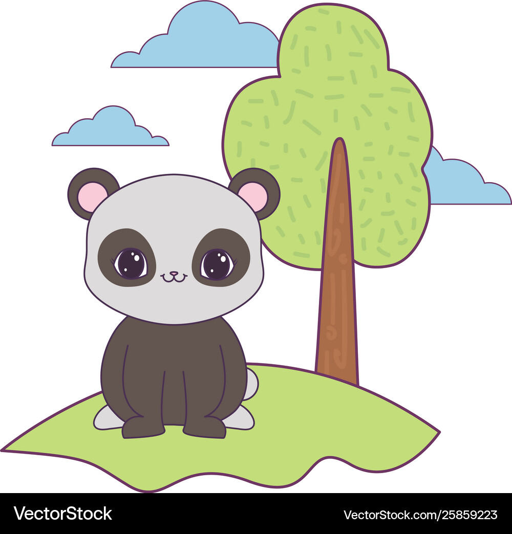 Panda bear animal in landscape Royalty Free Vector Image