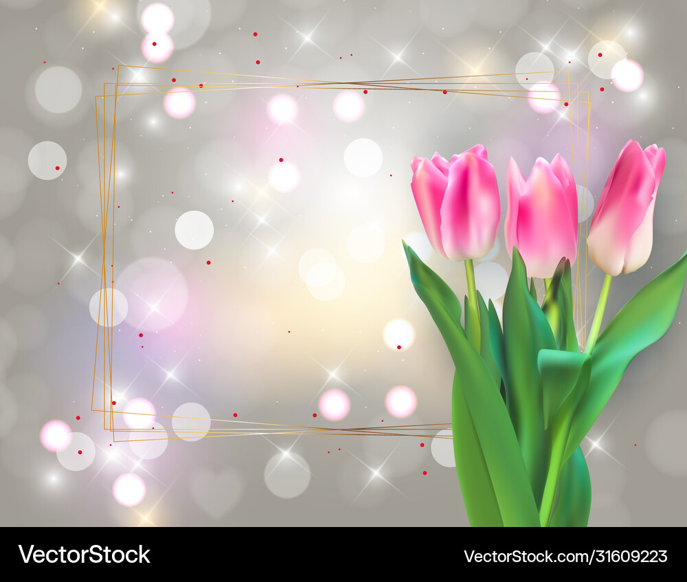 Realistic colorful tulips background Royalty Free Vector