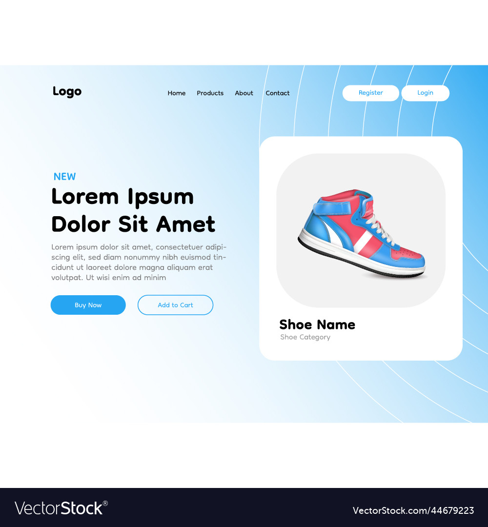 Shoe landing page design Royalty Free Vector Image