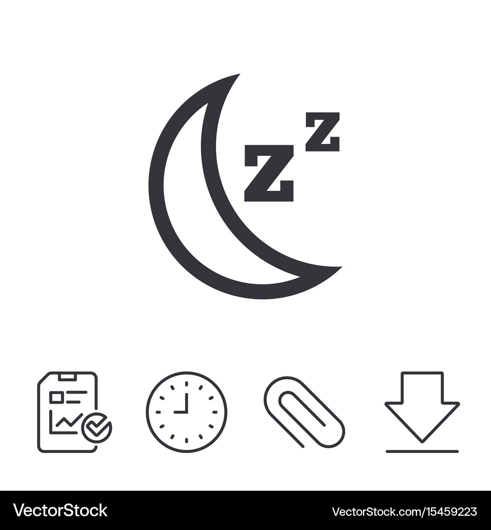 Sleep sign icon moon with zzz button Royalty Free Vector
