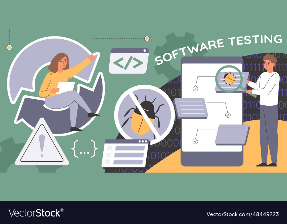 Software testing collage Royalty Free Vector Image