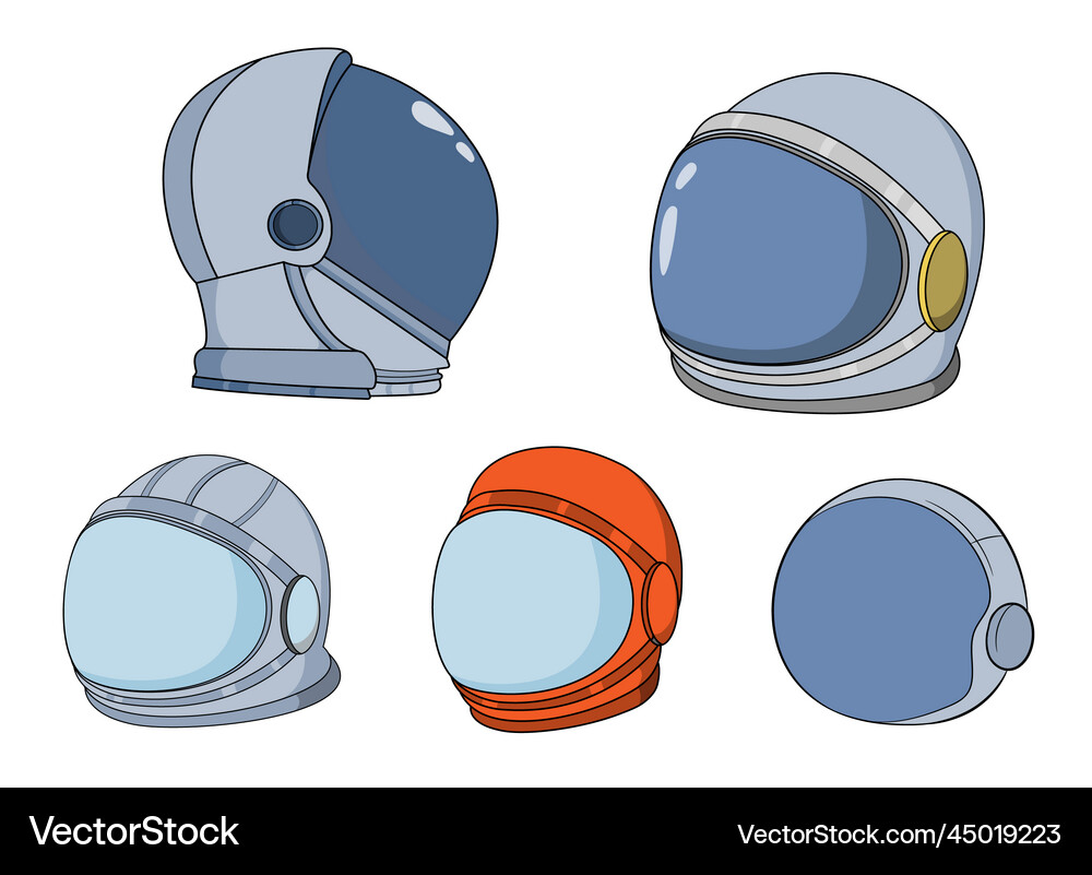 Space helmet suit astronaut equipment collection Vector Image
