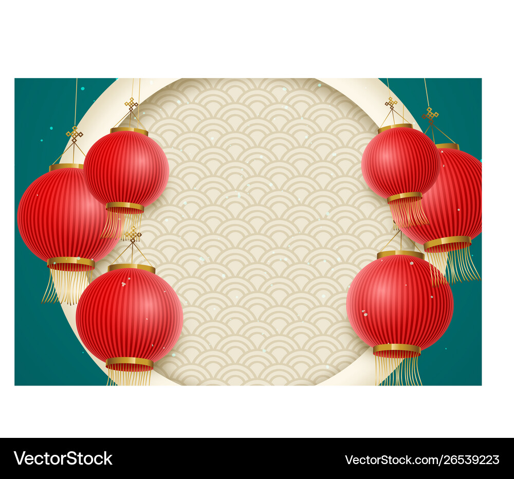 Traditional lunar year background with hanging Vector Image