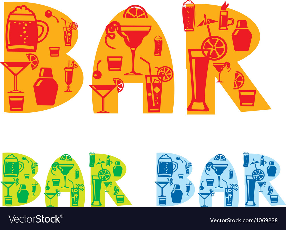 Bar drinks sign Royalty Free Vector Image - VectorStock