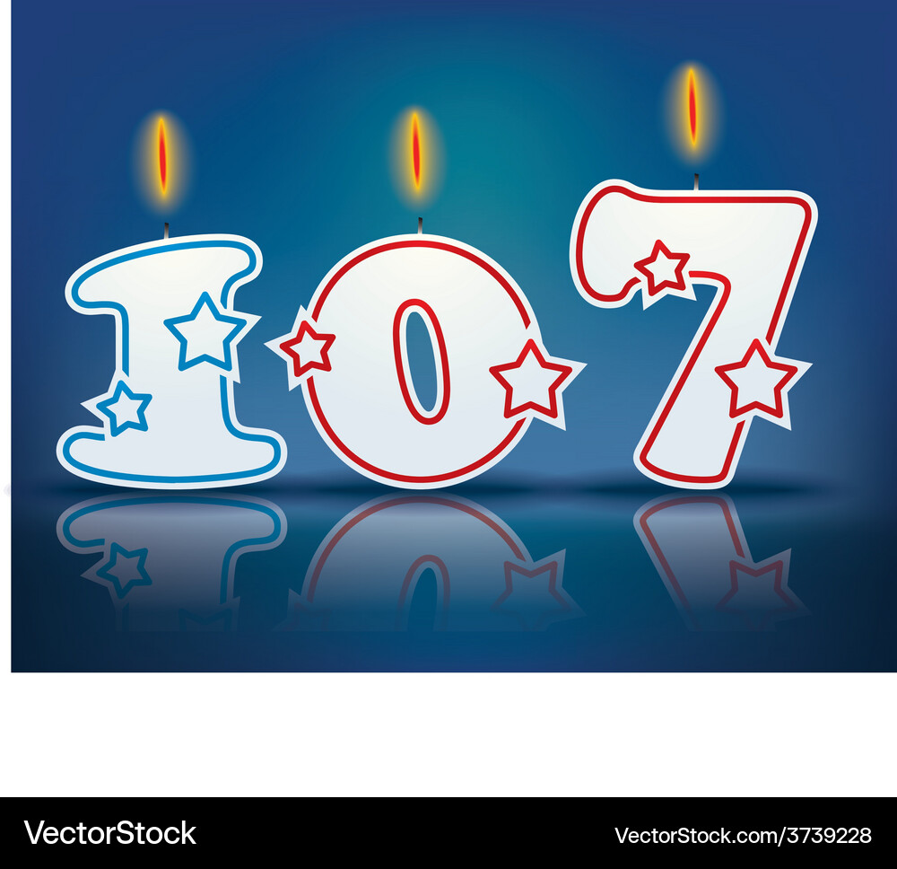 Birthday candle number 107 Royalty Free Vector Image