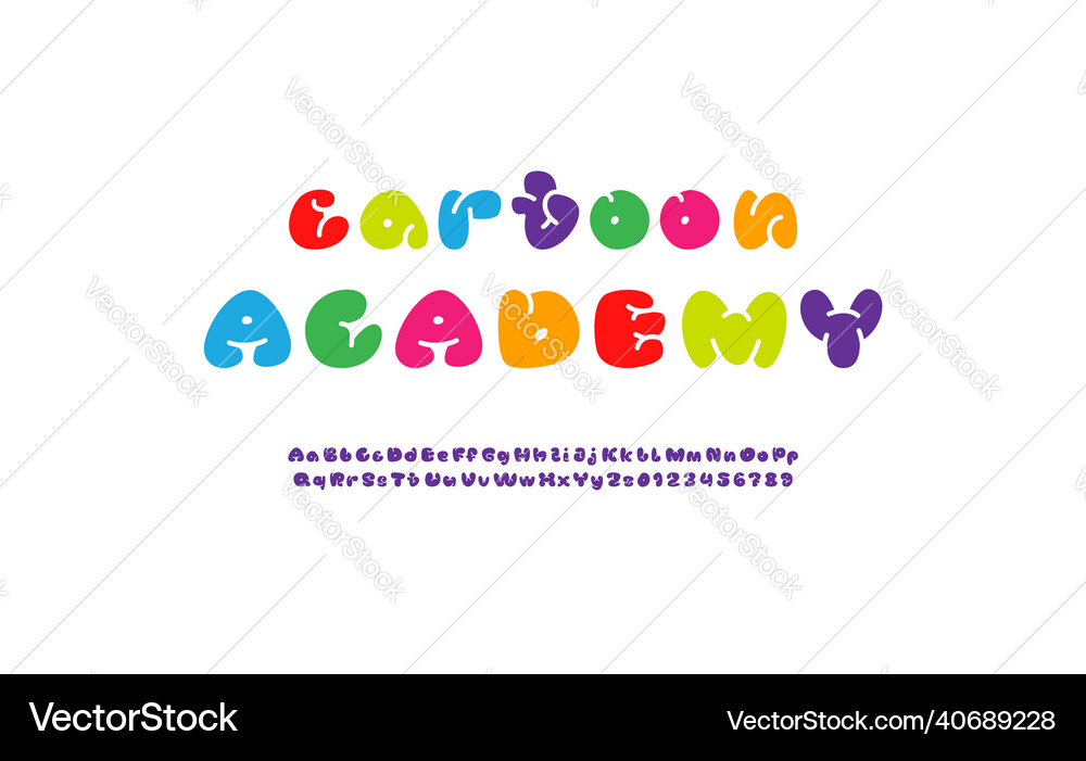 Comic font bold alphabet in the cartoon style Vector Image