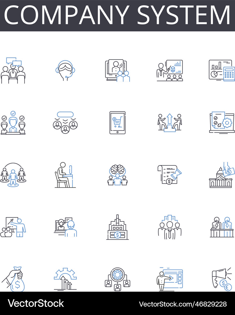 Company system line icons collection baton Vector Image