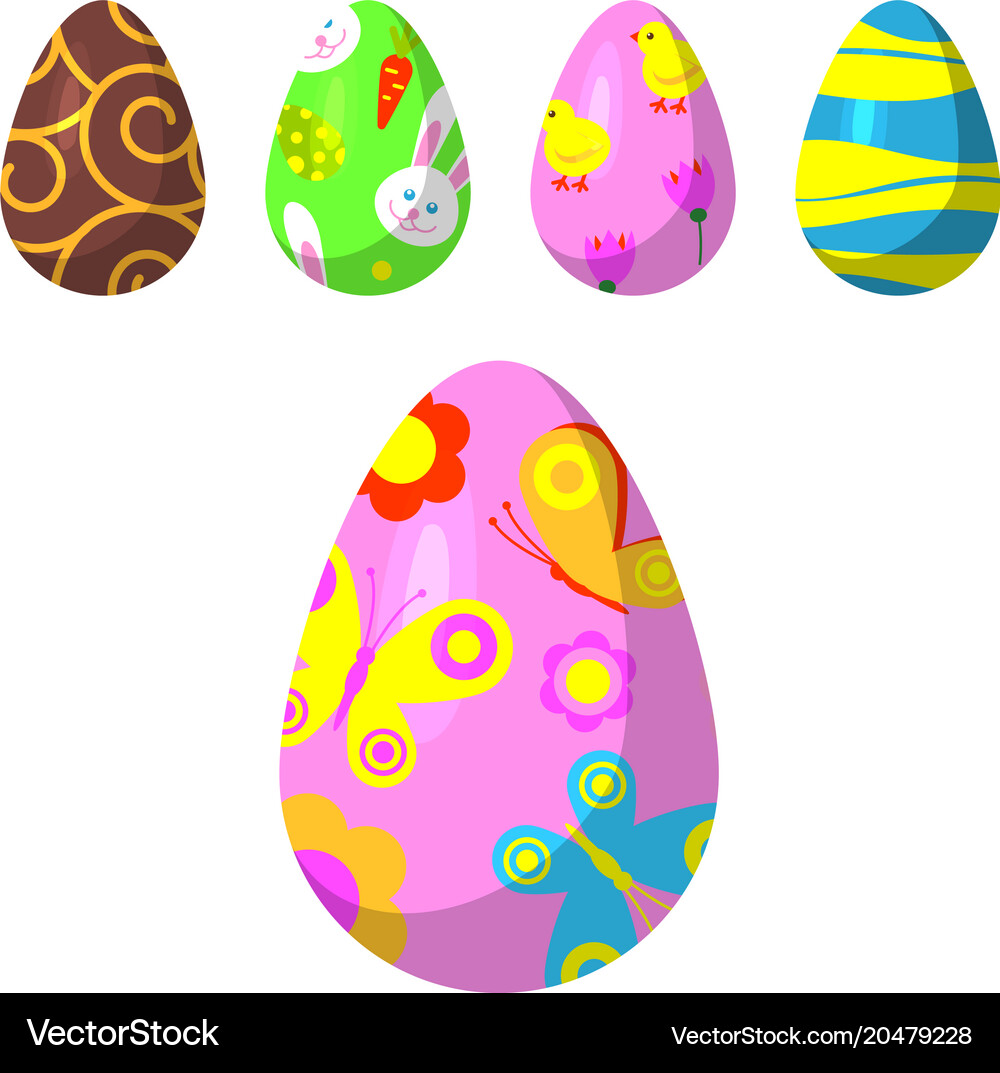 Easter eggs painted with spring pattern Royalty Free Vector