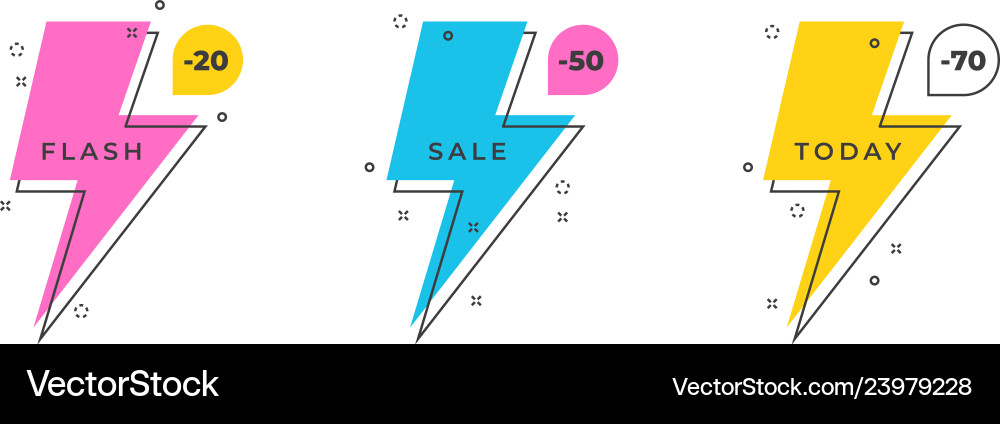 Flash sale banner promotion thunder shape yellow Vector Image