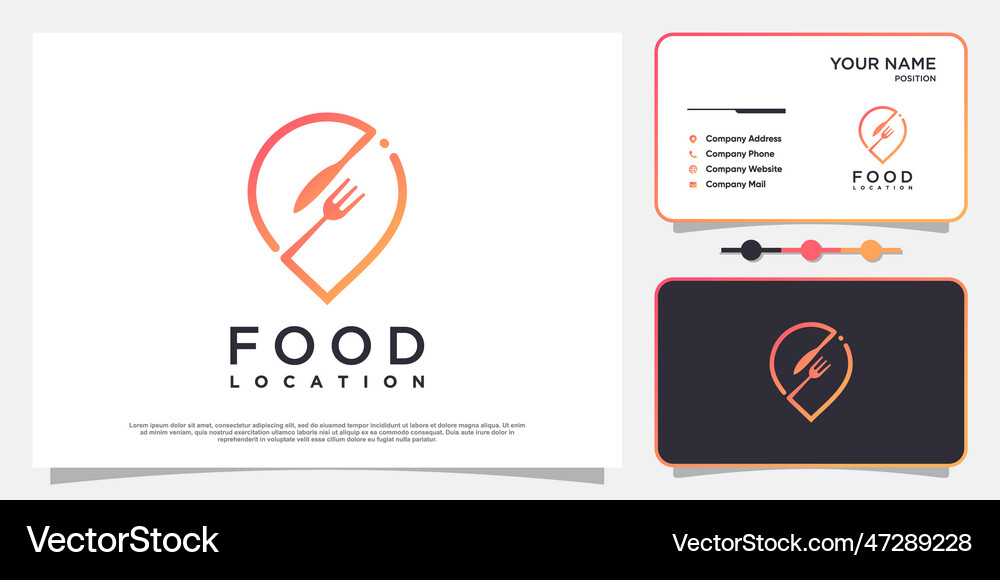 Food location logo with simple and creative Vector Image