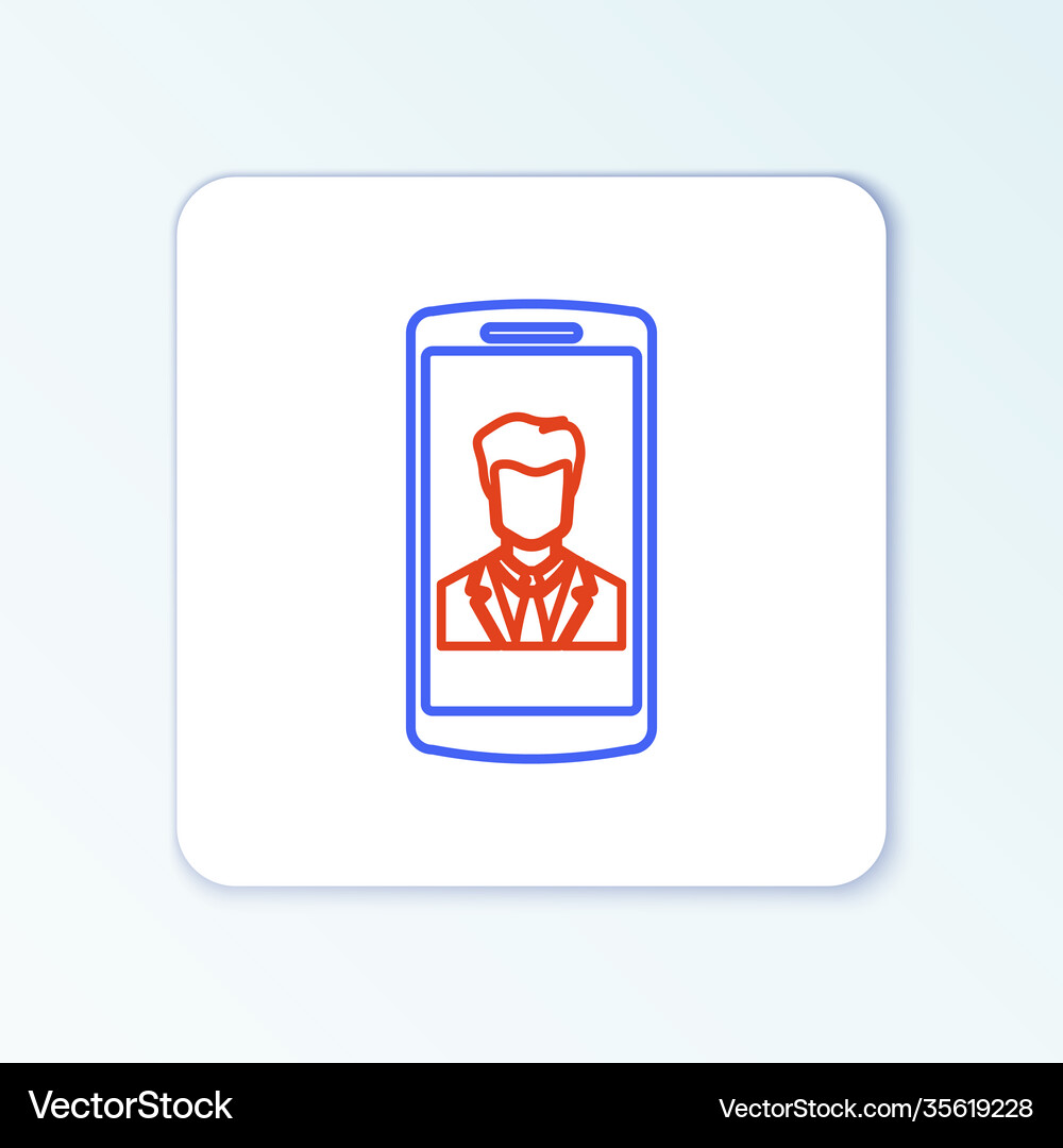 Line smartphone with contact on screen icon Vector Image