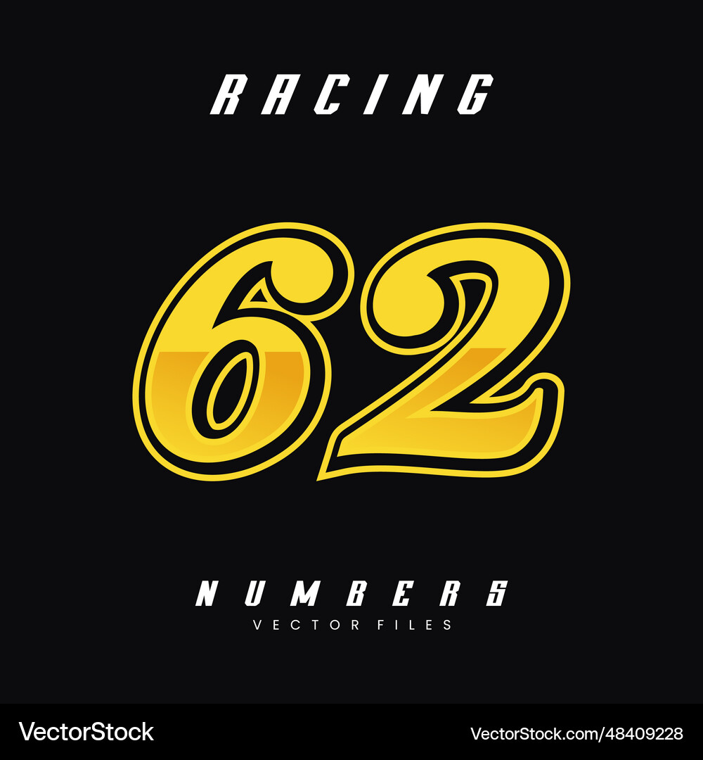 Racing number 62 design template Royalty Free Vector Image