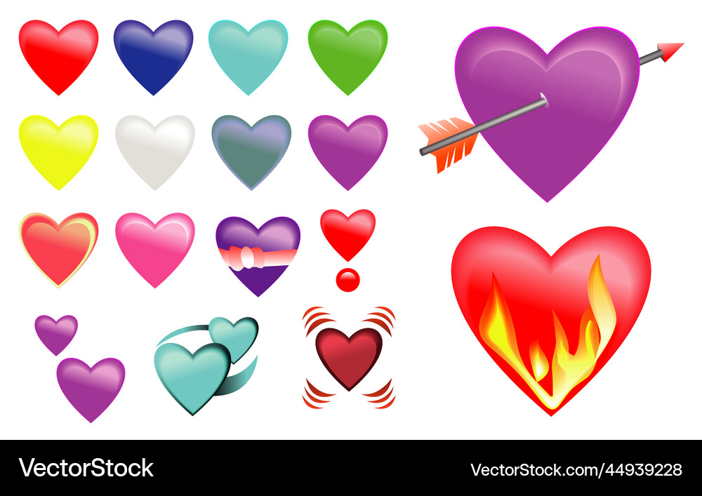 Realistic red and colorful broken heart isolated Vector Image