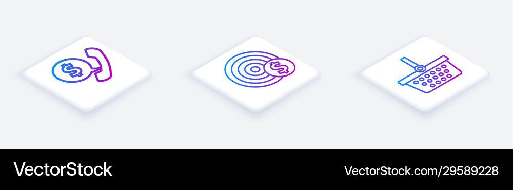 Set isometric line telephone handset and speech Vector Image