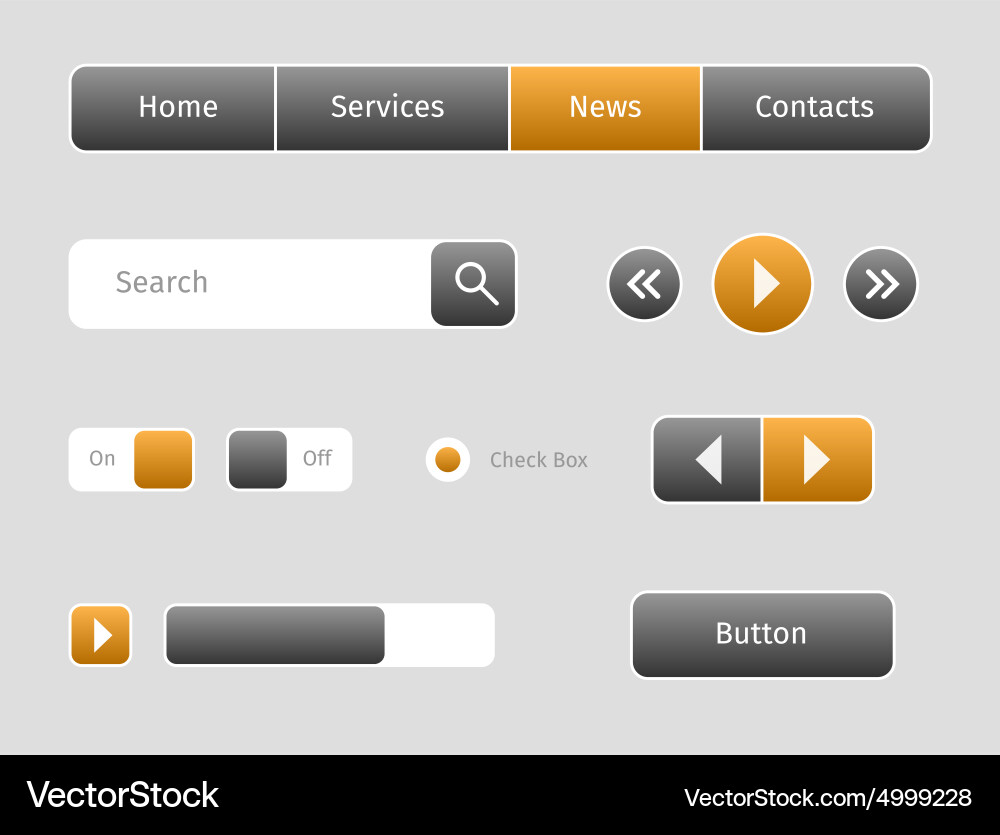 Set of web buttons with outlines Royalty Free Vector Image