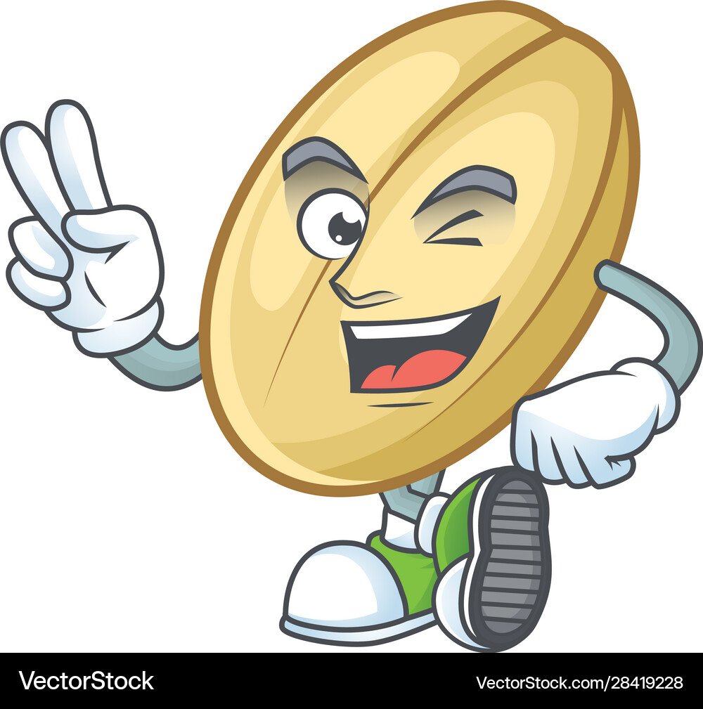 Split bean cartoon mascot style with two fingers Vector Image