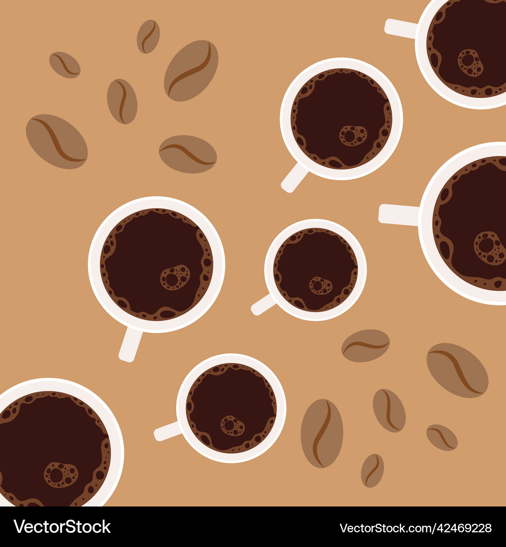 Top view cups of coffee Royalty Free Vector Image