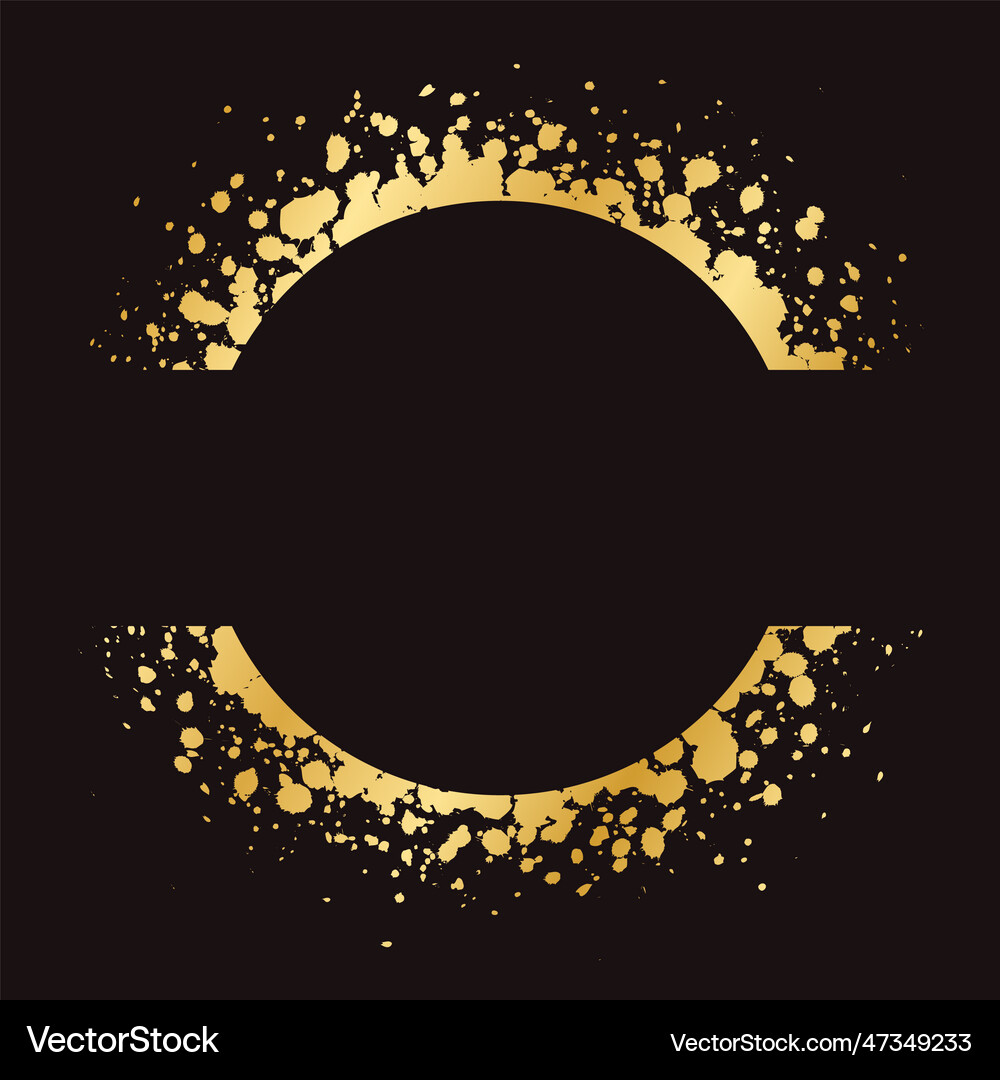 Abstract round gold ink splatter frame golden Vector Image
