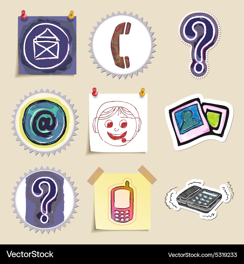 Communication icons set hand drawn and isolated Vector Image