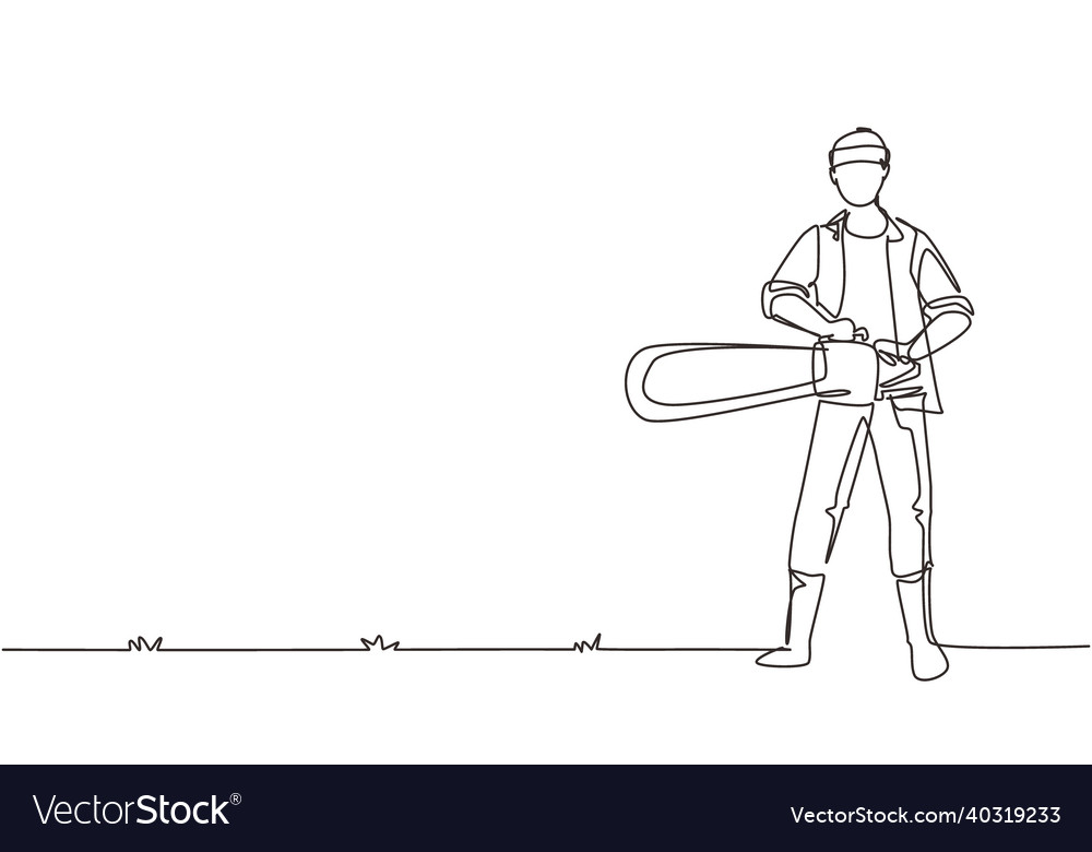 Continuous one line drawing worker using Vector Image