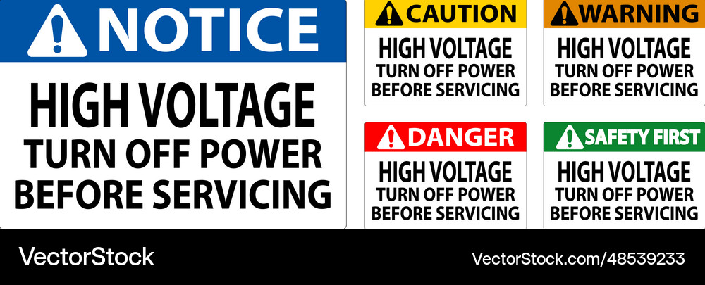 Danger sign high voltage turn off power before Vector Image
