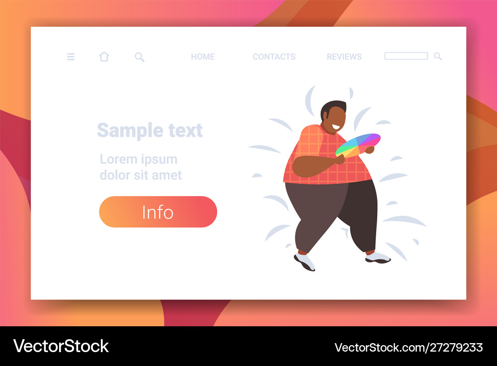 Fat obese man designer holding sample color Vector Image