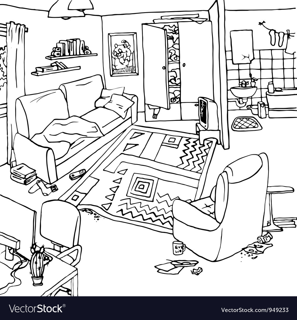 Interior with clutter Royalty Free Vector Image