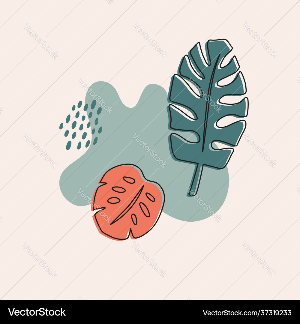 Layouts with hand-drawn tropical shapes Royalty Free Vector