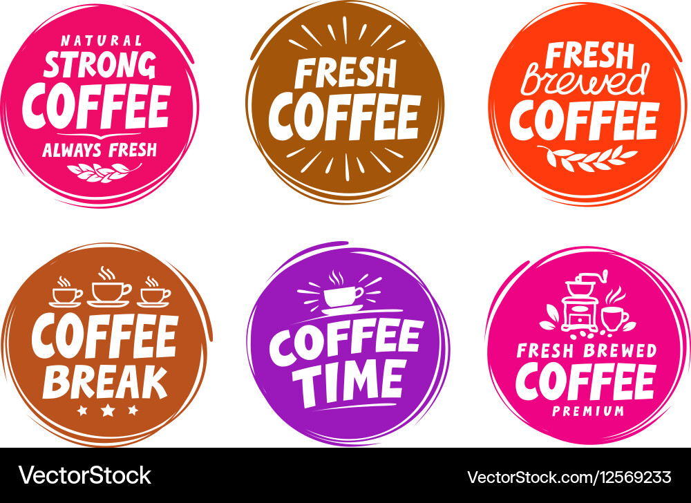 Set colorful labels for coffee drink Royalty Free Vector