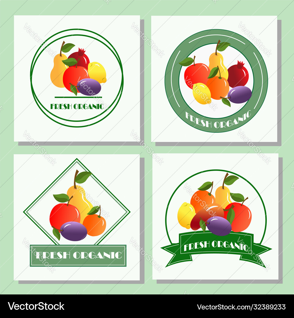 Set fruits with a logo icon Royalty Free Vector Image