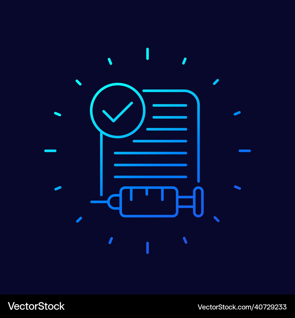 Vaccination check icon line Royalty Free Vector Image
