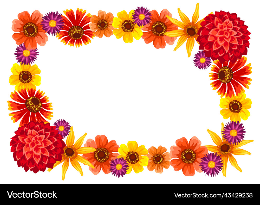 Decorative frame with autumn flowers beautiful Vector Image