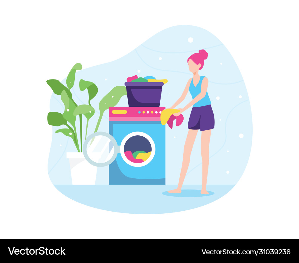 Girl washing clothes Royalty Free Vector Image